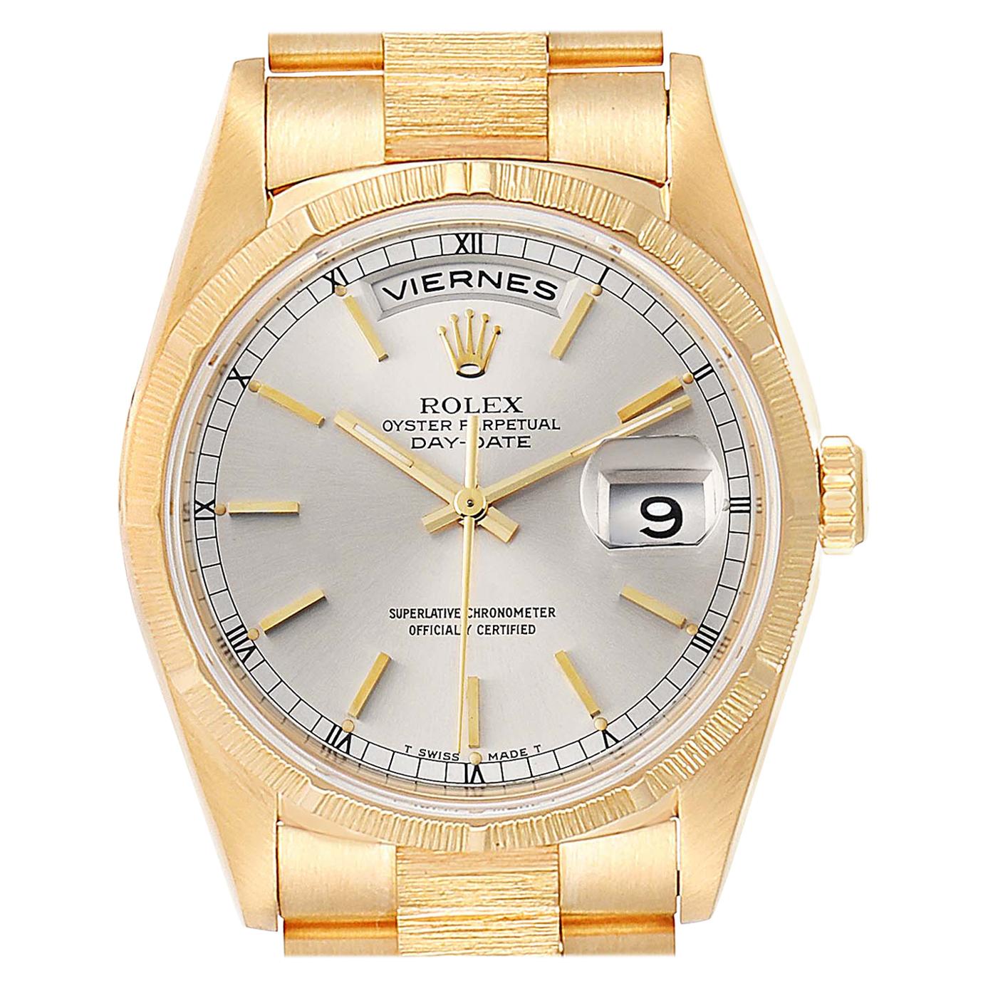 Rolex Day-Date President Yellow Gold Bark Finish Men's Watch 18248 For ...