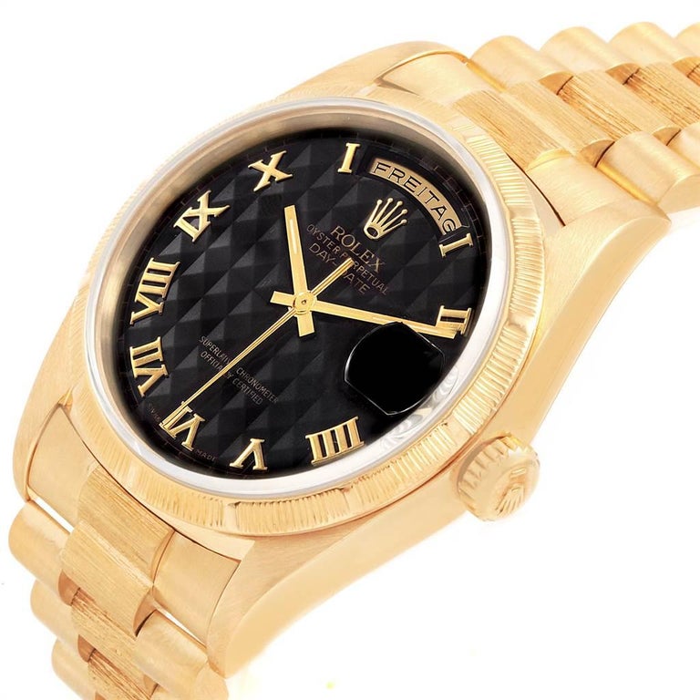 Rolex Day-Date President Yellow Gold Pyramid Dial Men's Watch 18248 For ...