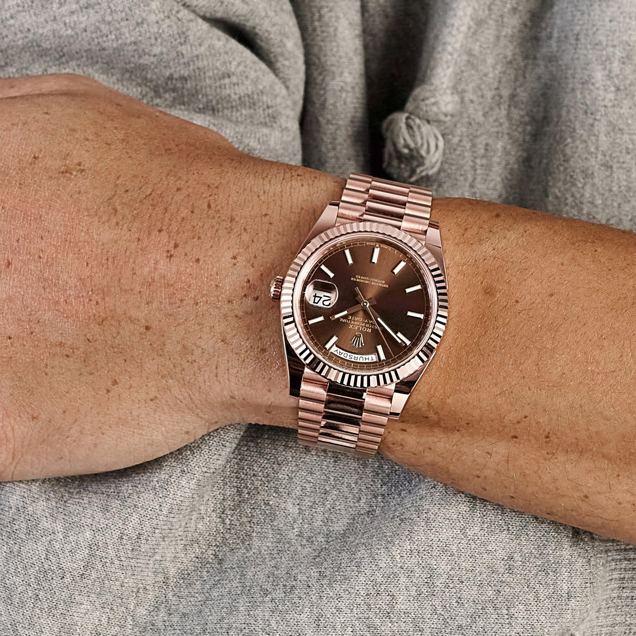 Rolex Day-Date Reference 228235 Rose Gold Chocolate Dial (2024) For ...