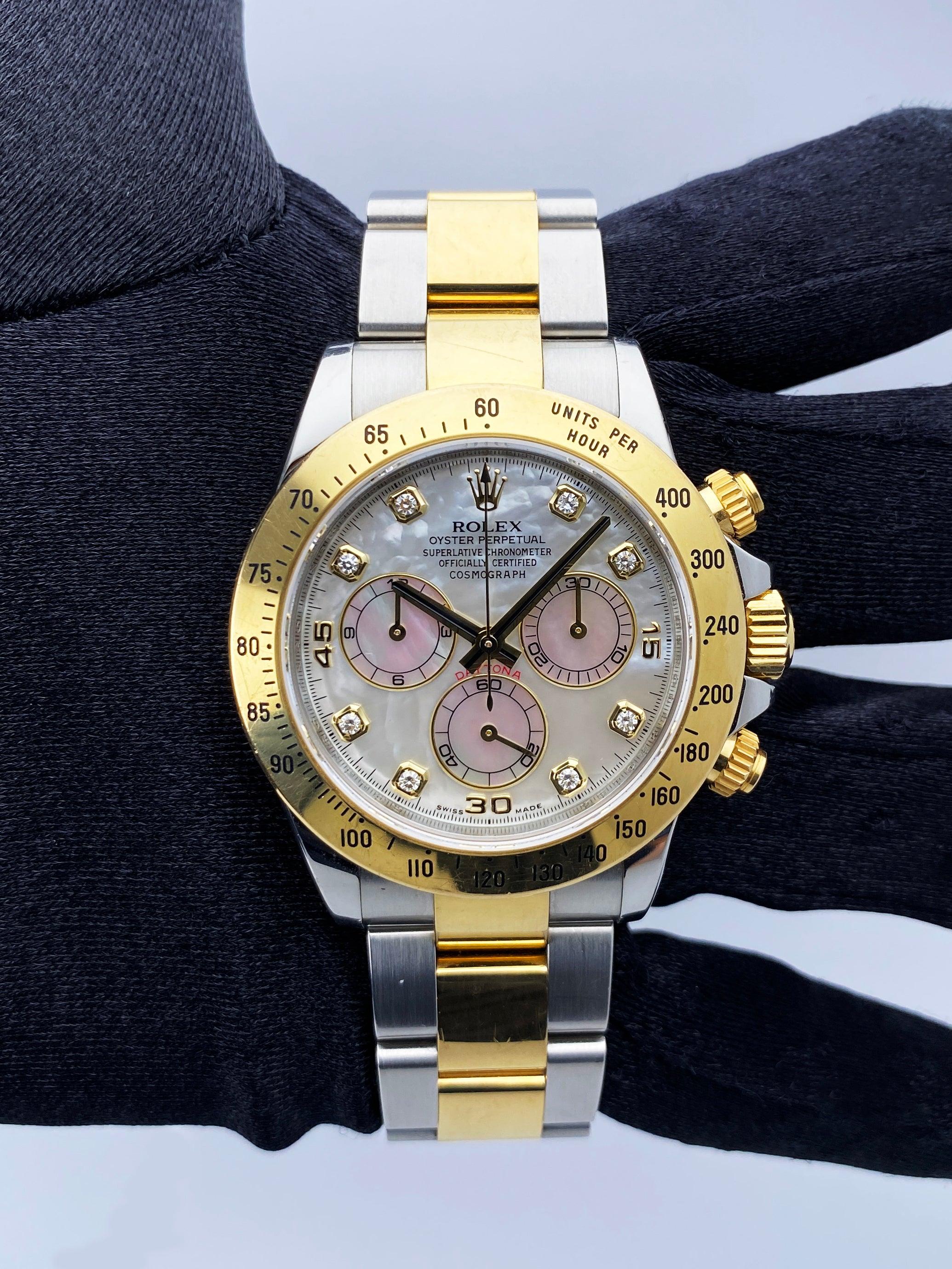 Rolex Daytona 116523 MOP Dial Two-Tone Mens Watch For Sale at 1stDibs