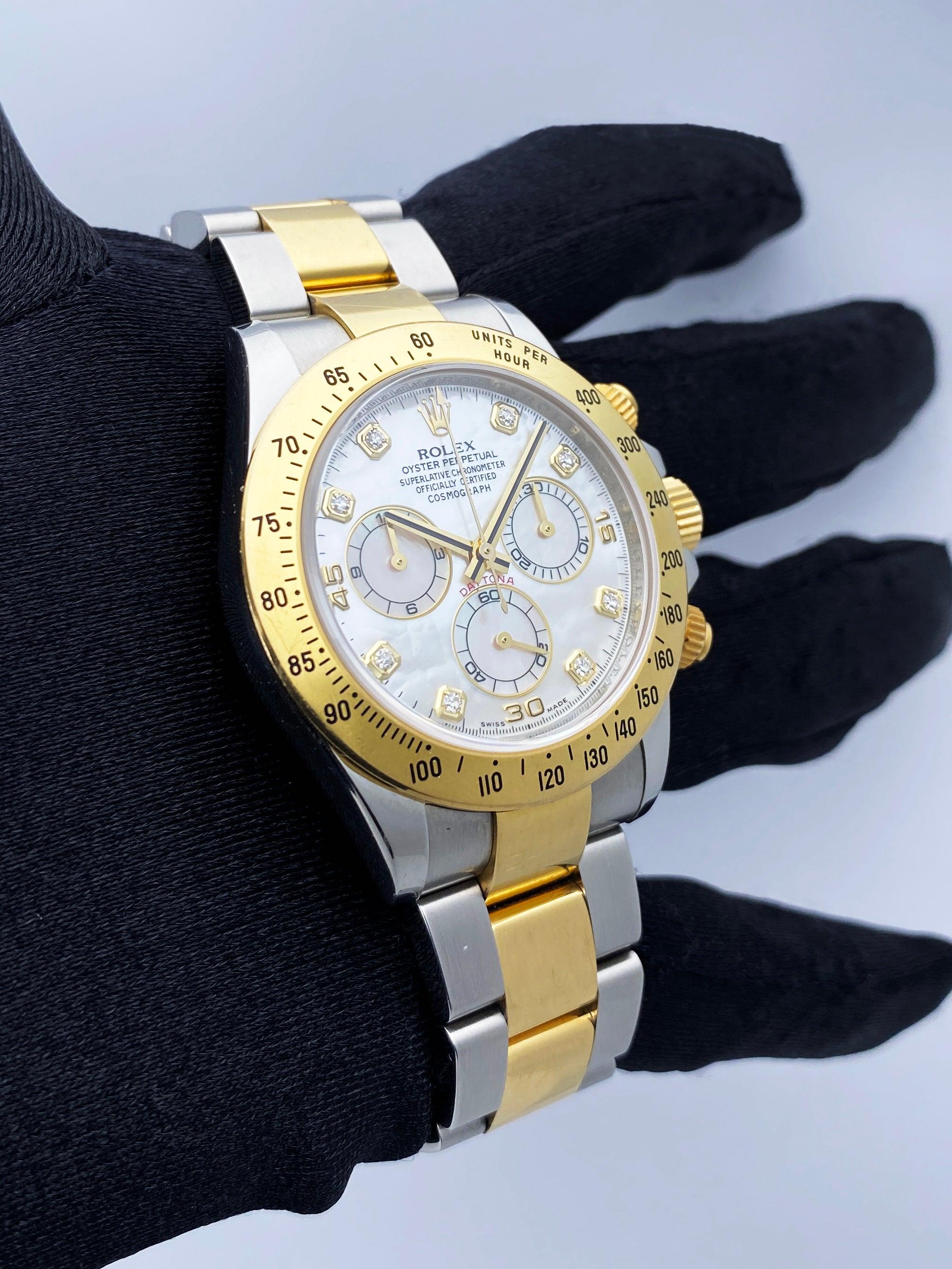 Rolex Daytona 116523 MOP Dial Two-Tone Mens Watch For Sale at 1stDibs