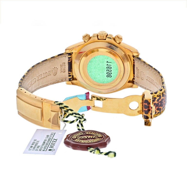 Rolex Daytona 18K Yellow Gold 116598 Cosmograph Leopard Watch at 1stDibs
