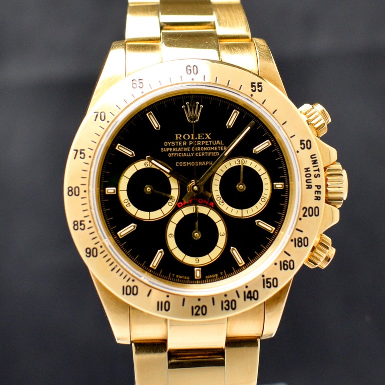 Rolex Daytona 18K Yellow Gold Black Dial "Floating Cosmograph" 16528 ...