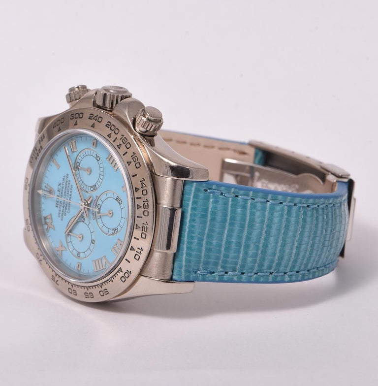 Rolex Daytona Beach Blue Ref. 116519 in 18k White Gold Watch at 1stDibs