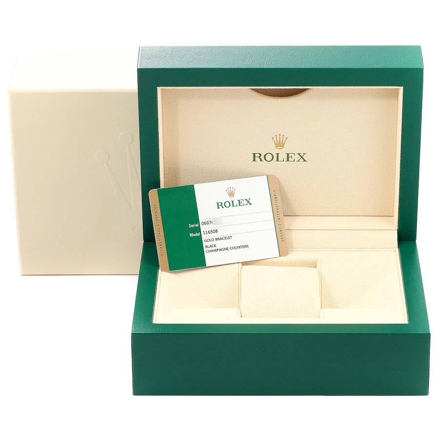 Rolex Daytona Black Dial Yellow Gold Mens Watch 116508 Box Card For ...