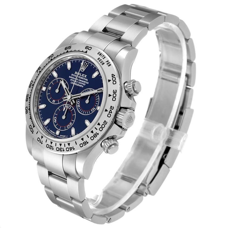 Rolex Daytona Blue Dial White Gold Chronograph Mens Watch 116509 Unworn ...