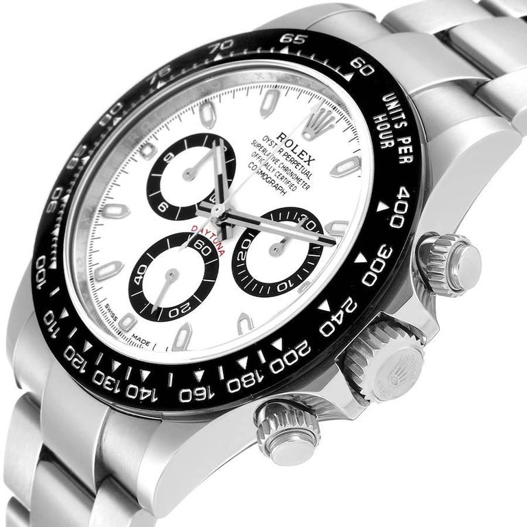 Rolex Daytona Ceramic Bezel White Dial Steel Mens Watch 116500 Box Card ...