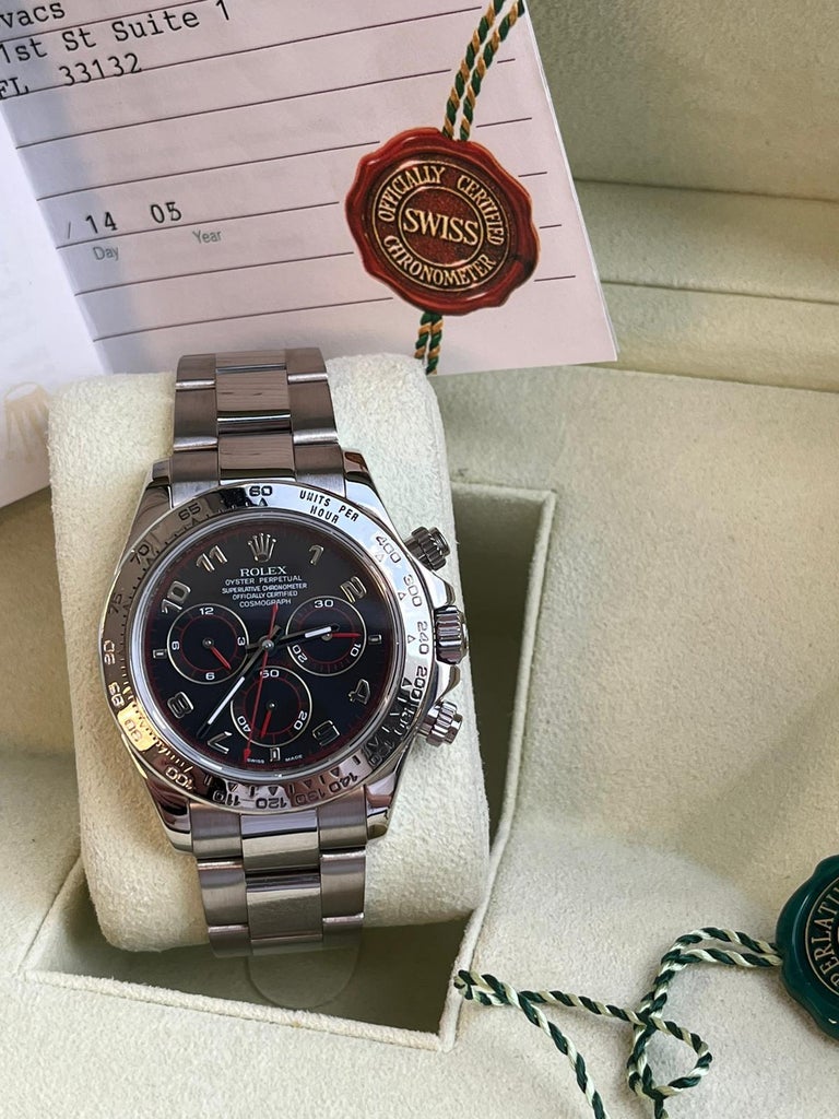 Rolex Daytona Cosmograph 40mm Black Racing Dial White Gold Mens Watch ...
