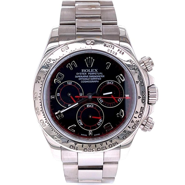 Rolex Daytona Cosmograph Black Racing Dial White Gold Mens Watch 116509 ...