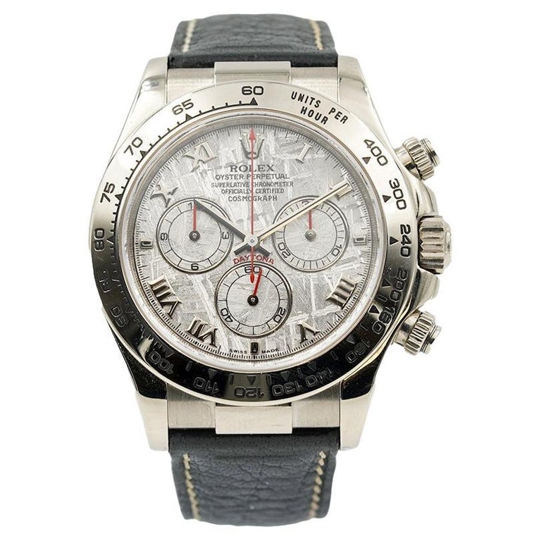 Rolex Daytona Meteorite Dial 116519 White Gold Black Strap B&P '06 at ...