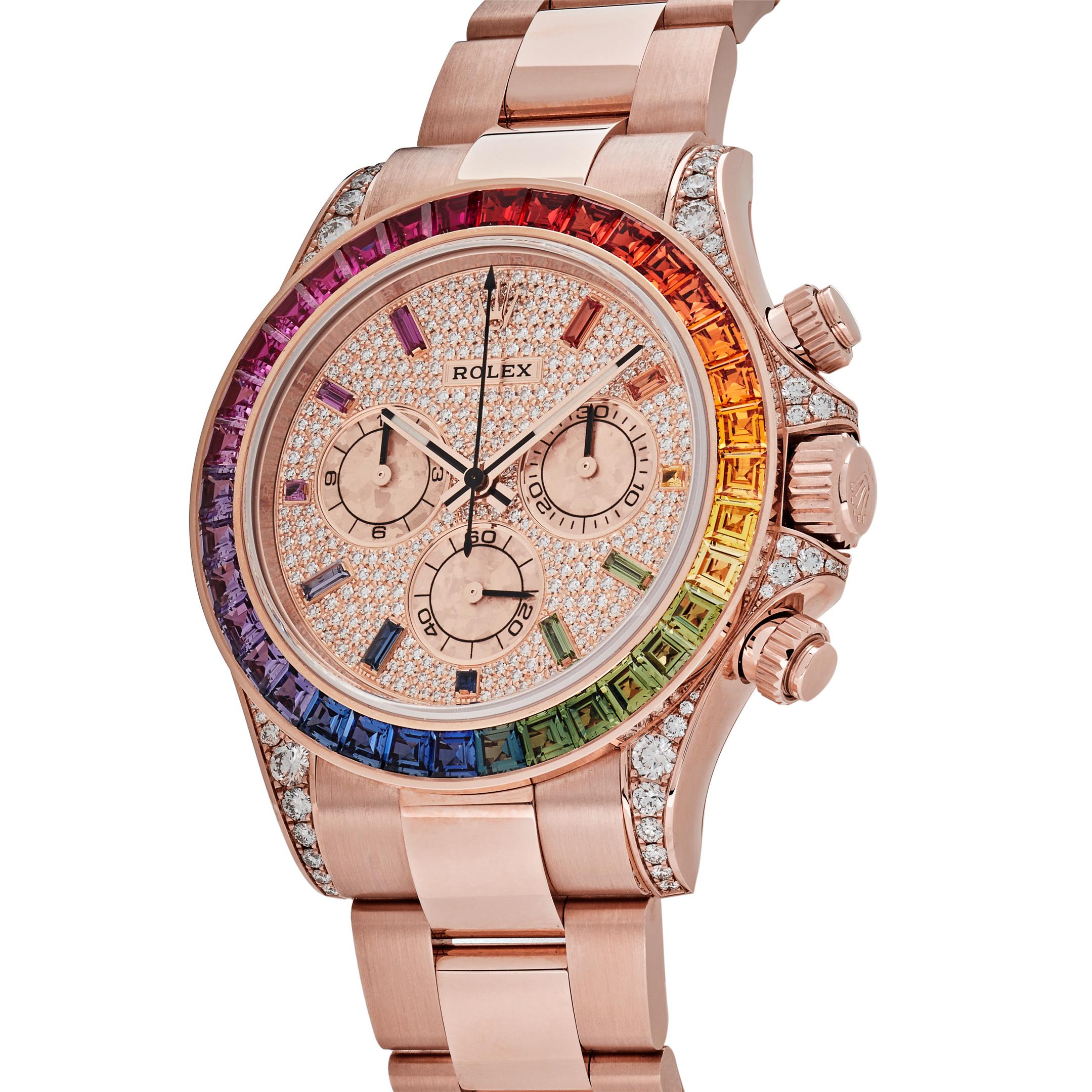 Rolex Daytona Rose Gold Rainbow Bezel Diamond Dial 116595RBOW For Sale ...