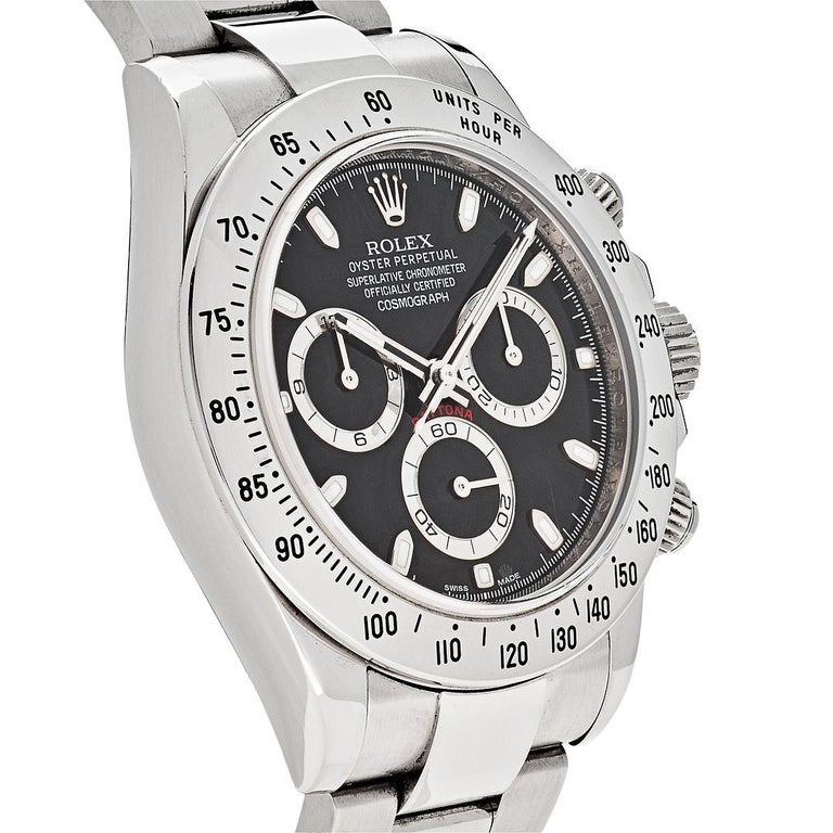 Rolex Daytona Stainless Steel Black APH Dial 116520 For Sale at 1stDibs