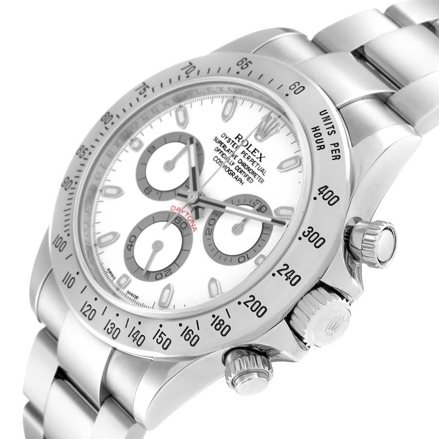 Rolex Daytona Steel White Dial Chronograph Mens Watch 116520 Box Card ...
