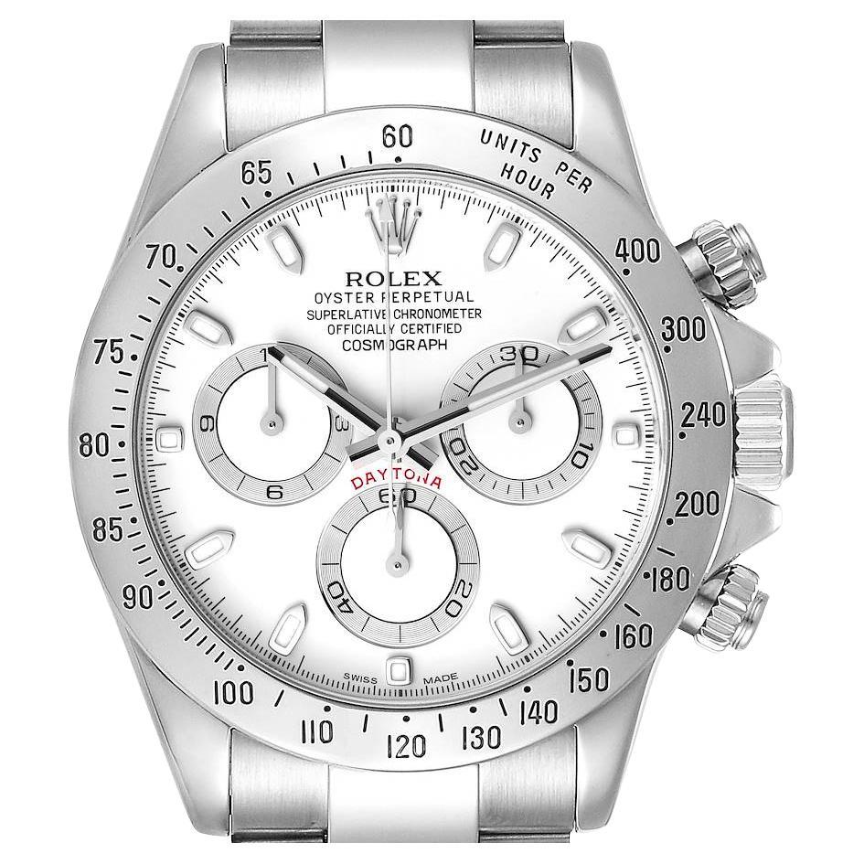 Rolex Daytona Stainless Steel White Dial Watch 116520 at 1stDibs ...