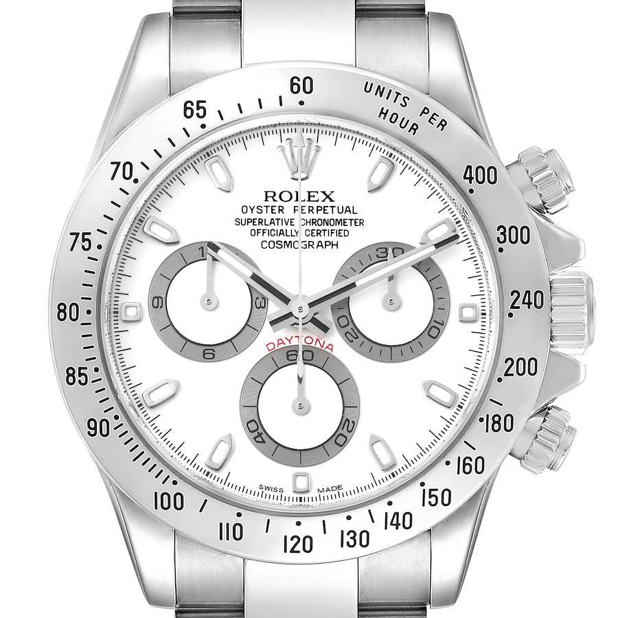 Rolex Daytona Steel White Dial Chronograph Mens Watch 116520 Box Card ...