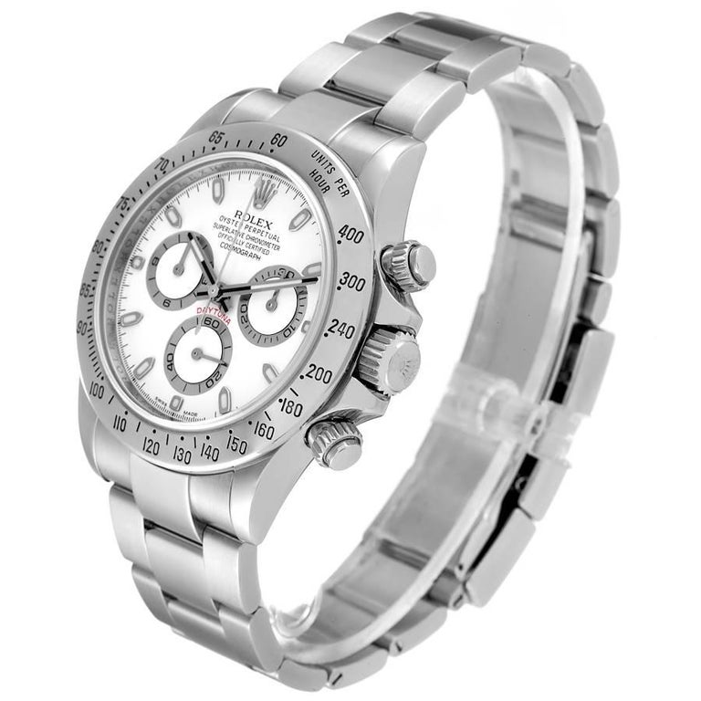 Rolex Daytona Steel White Dial Chronograph Mens Watch 116520 at 1stDibs
