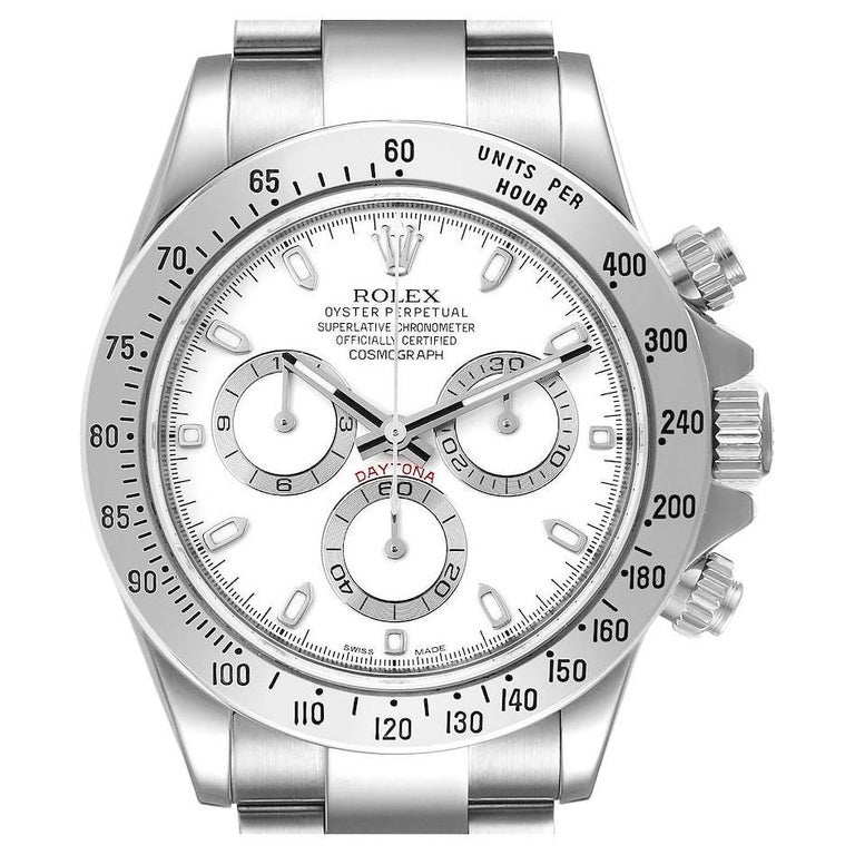 Rolex Daytona Steel White Dial Chronograph Mens Watch 116520 at 1stDibs