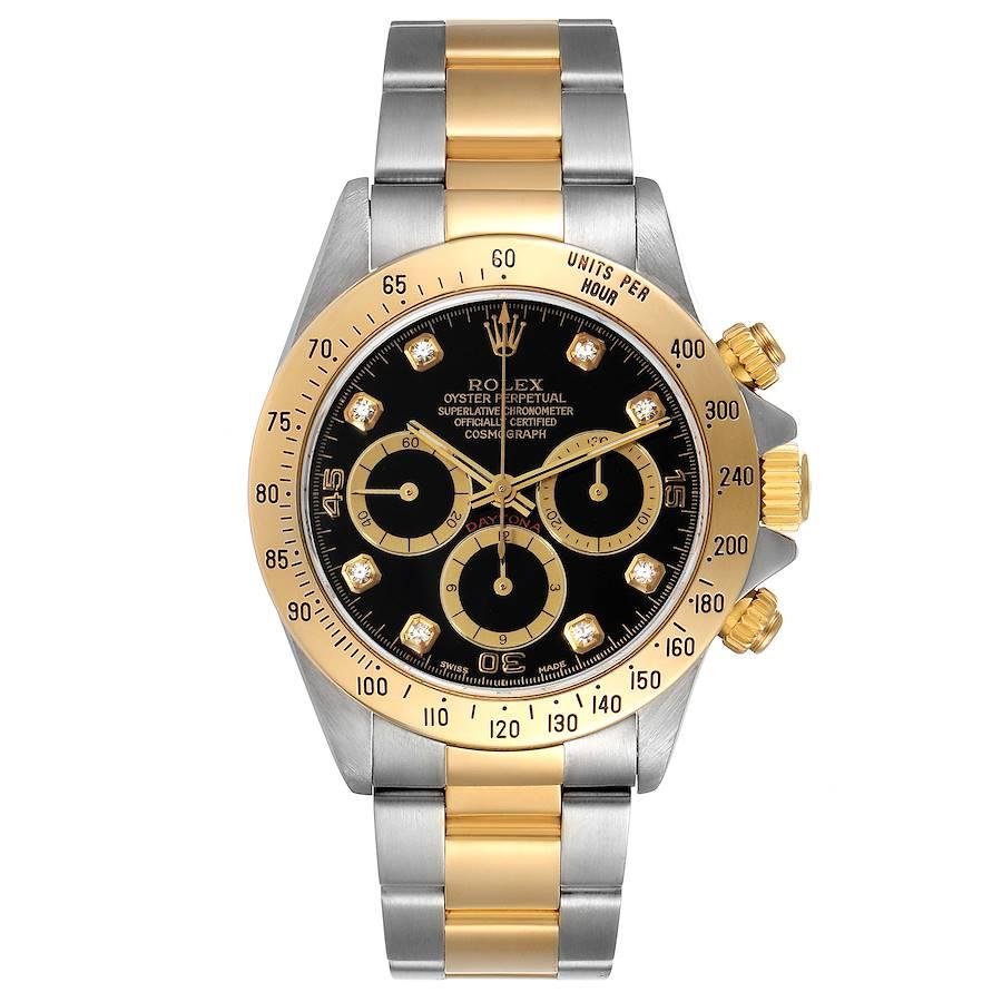 Rolex Daytona Steel Yellow Gold Inverted 6 Black Dial Mens Watch 16523 ...