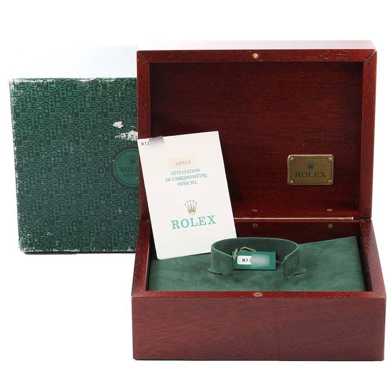 Rolex Daytona Steel Yellow Gold Inverted 6 Black Dial Watch 16523 Box ...