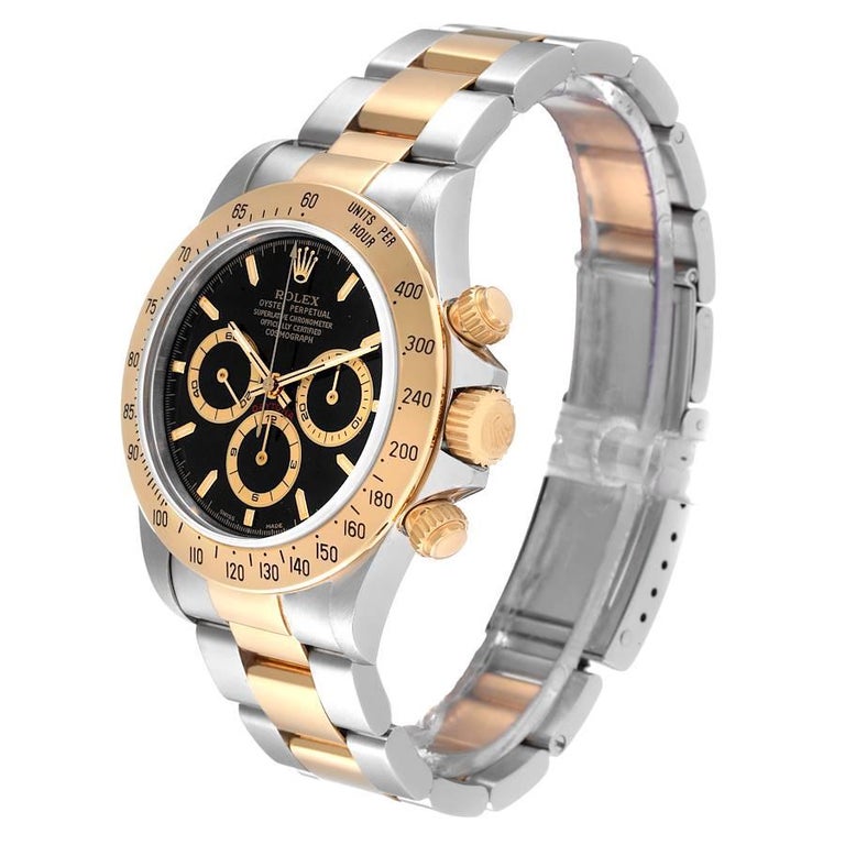 Rolex Daytona Steel Yellow Gold Inverted 6 Black Dial Watch 16523 Box ...