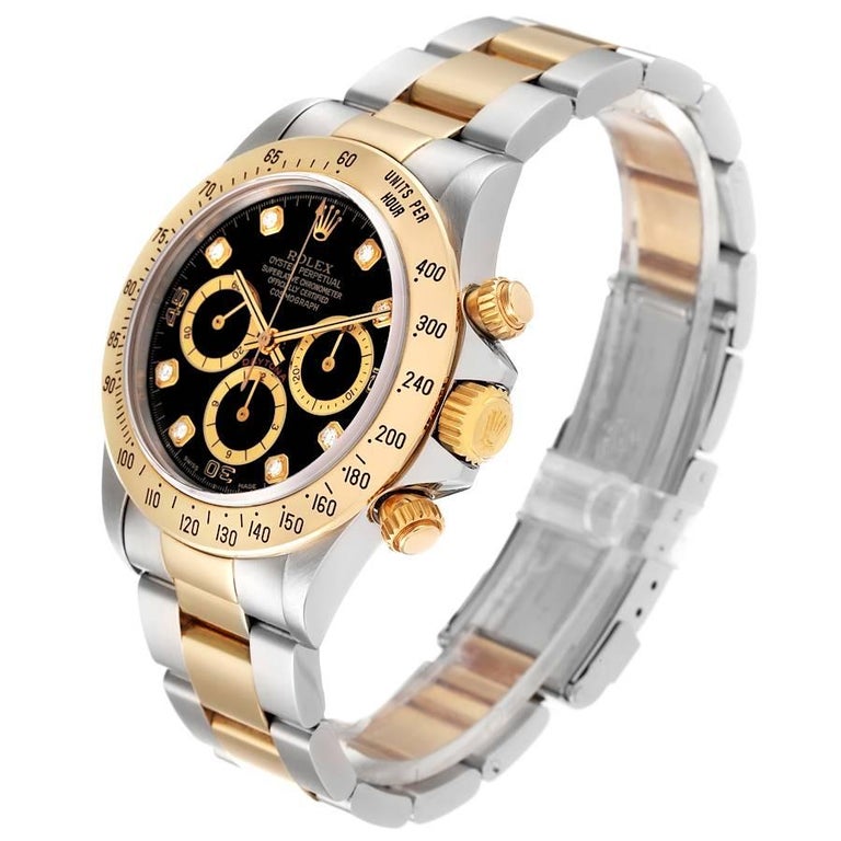 Rolex Daytona Steel Yellow Gold Inverted 6 Diamond Dial Mens Watch ...
