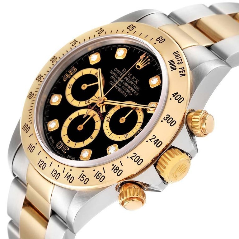 Rolex Daytona Steel Yellow Gold Inverted 6 Diamond Dial Mens Watch ...
