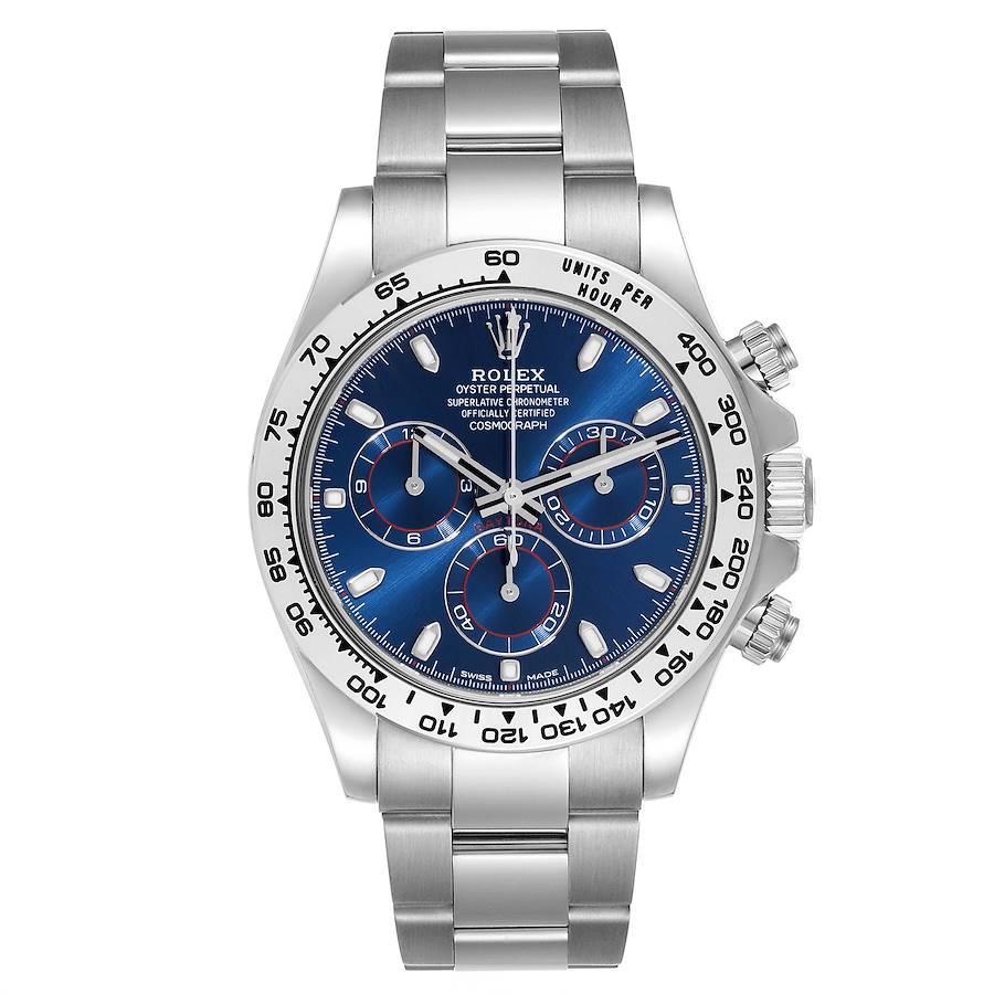 Rolex Daytona White Gold Blue Dial Mens Watch 116509 Box Card at 1stDibs