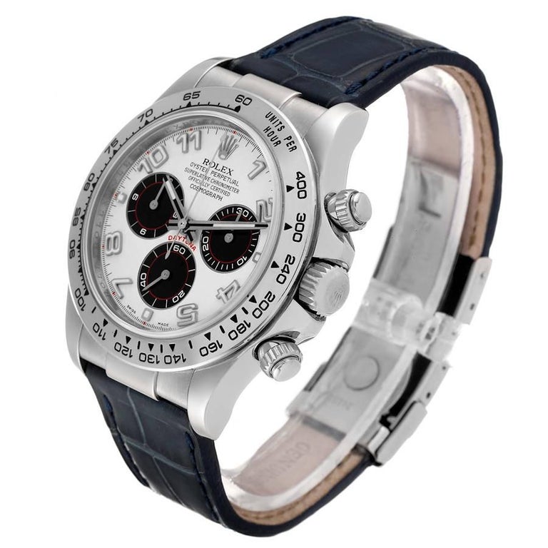 Rolex Daytona White Gold Blue Strap Chronograph Mens Watch 116519 For ...