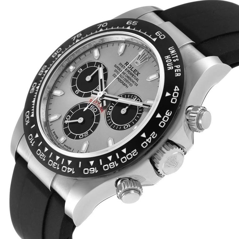 Rolex Daytona White Gold Grey Dial Rubber Strap Mens Watch 116519 ...