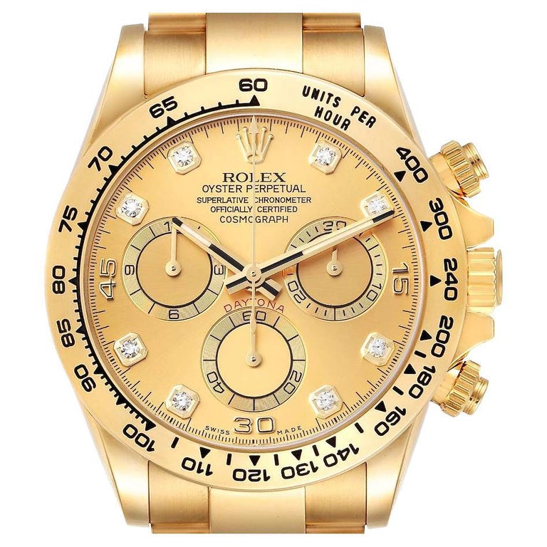Rolex Daytona Yellow Gold Champagne Diamond Dial Mens Watch 116508 For ...