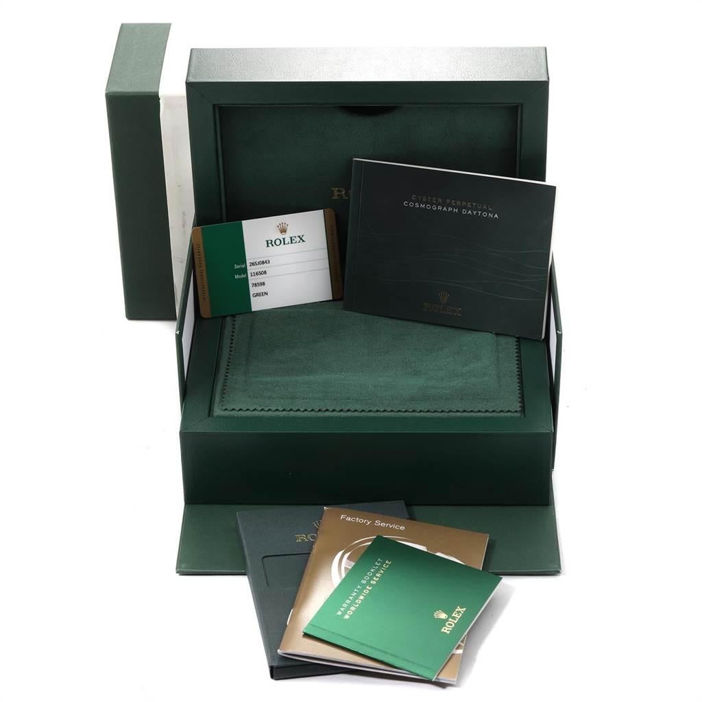 Rolex Daytona Yellow Gold Green Dial Men's Watch 116508 Box Card at ...