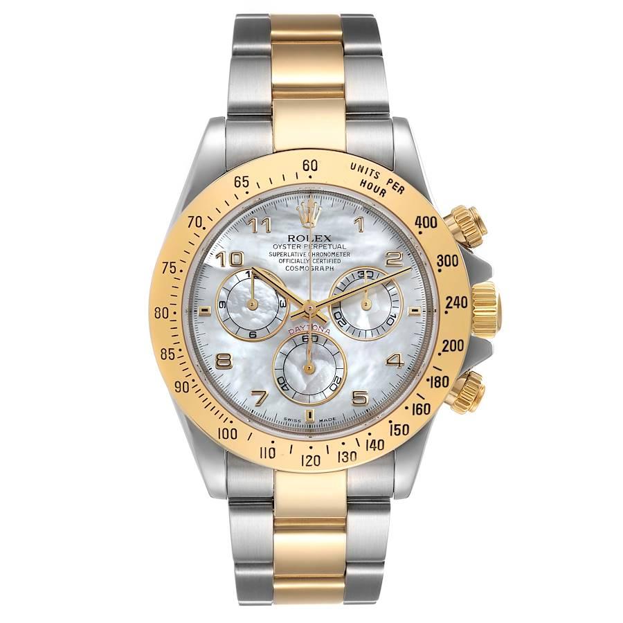 Rolex Daytona Yellow Gold Steel MOP Dial Mens Watch 116523 For Sale at ...
