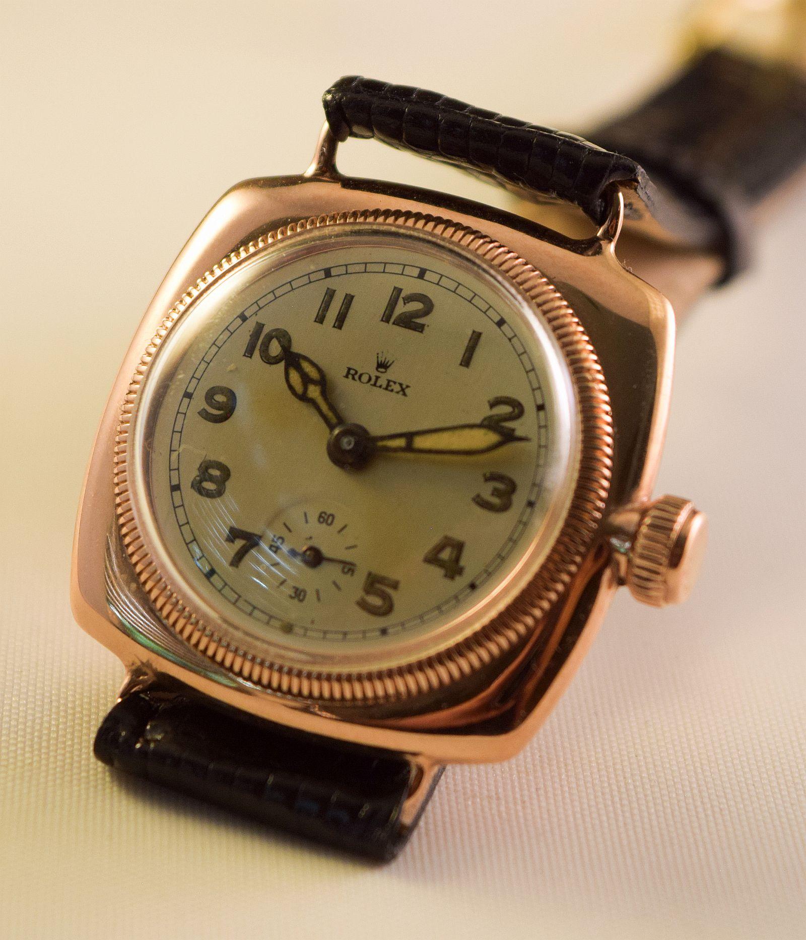 Rolex Early Rolex Oyster solid pink gold Cushion case rare amazing ...