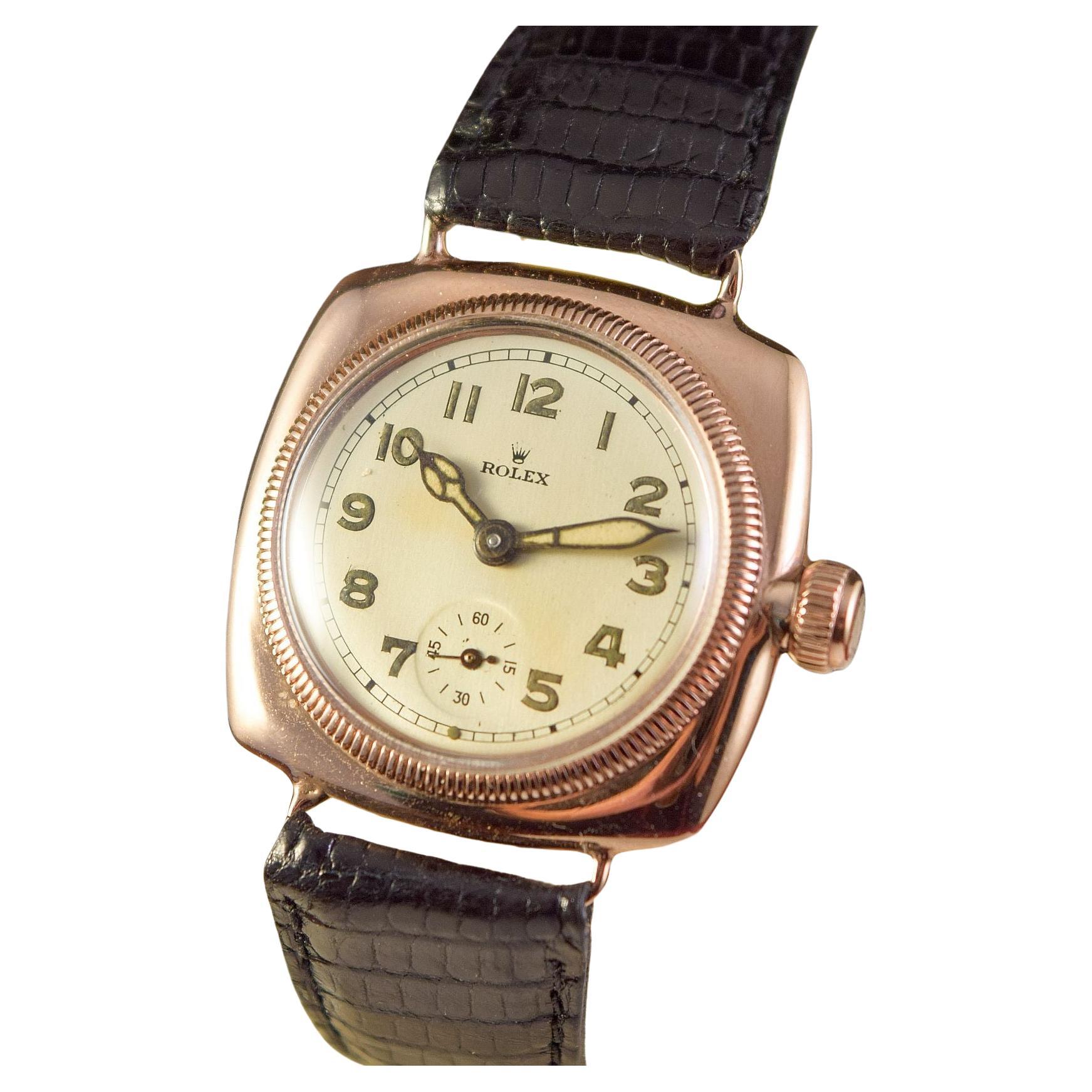 Rolex Early Rolex Oyster solid pink gold Cushion case rare amazing ...