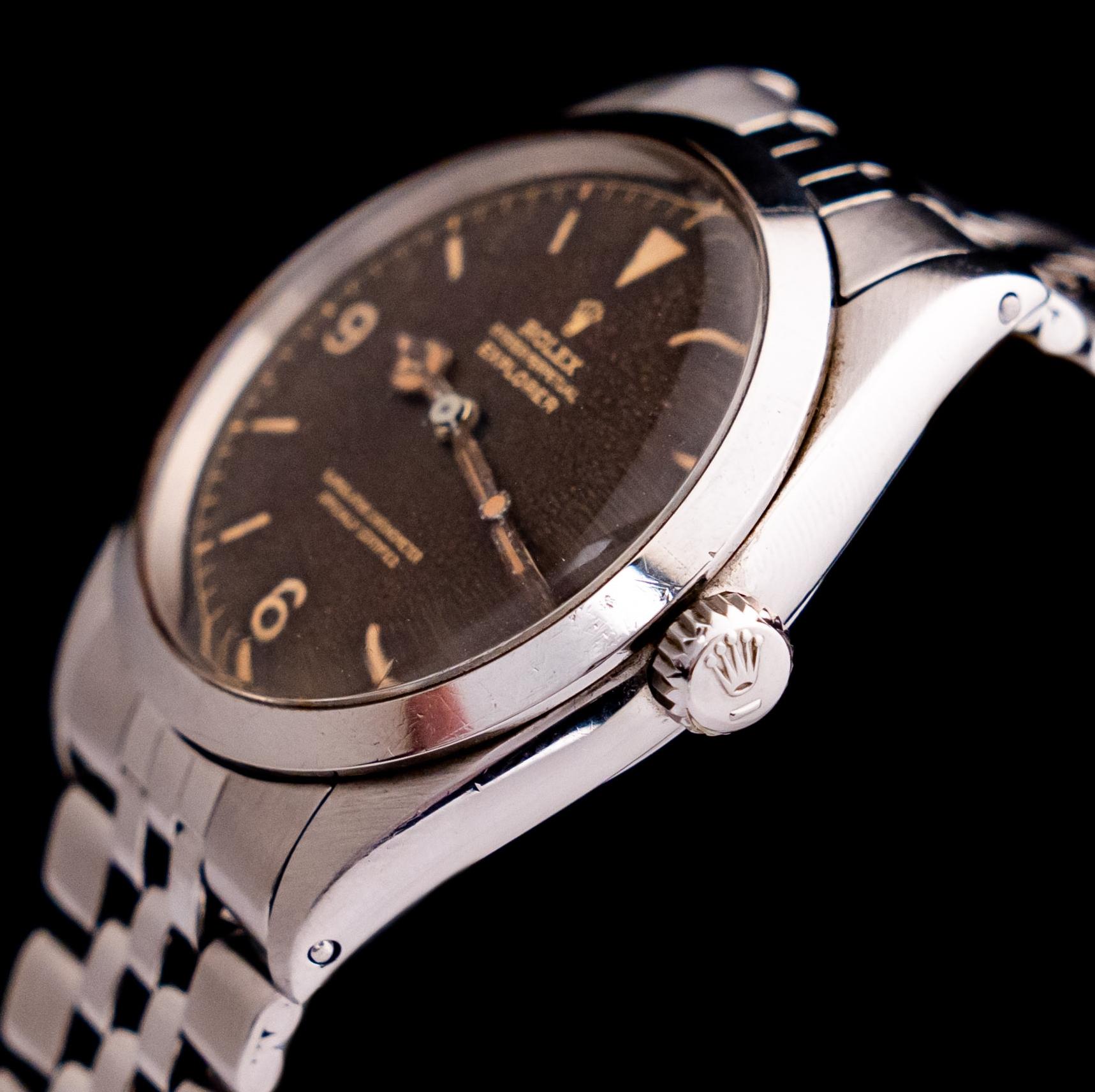 Rolex Explorer Gilt Tropical Dial 1016 Steel Automatic Watch with Paper ...