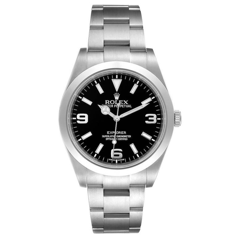 Rolex Explorer I Black Dial Steel Mens Watch 214270 at 1stDibs