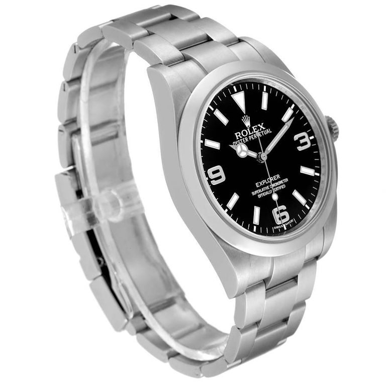 Rolex Explorer I Black Dial Steel Mens Watch 214270 at 1stDibs