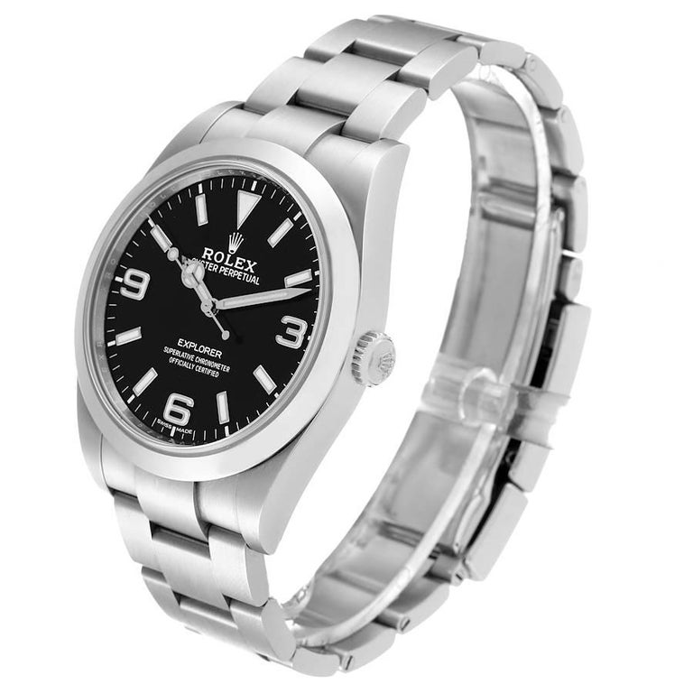 Rolex Explorer I Luminous Numerals Steel Mens Watch 214270 Box Card For ...
