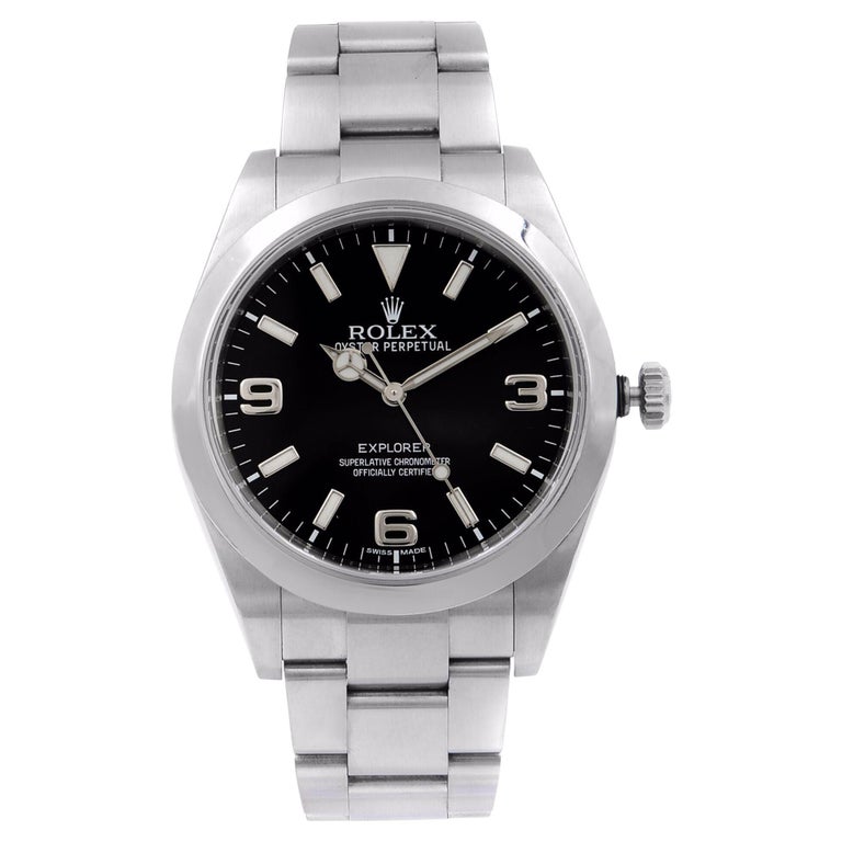 Rolex Explorer I Steel Black Dial Automatic Mens Watch 214270 at 1stDibs