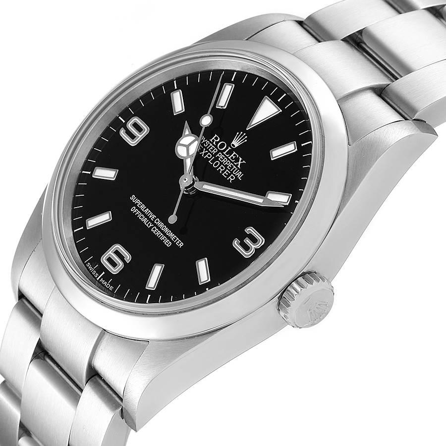 Rolex Explorer I Black Dial Stainless Steel Mens Watch 114270 Box Card ...
