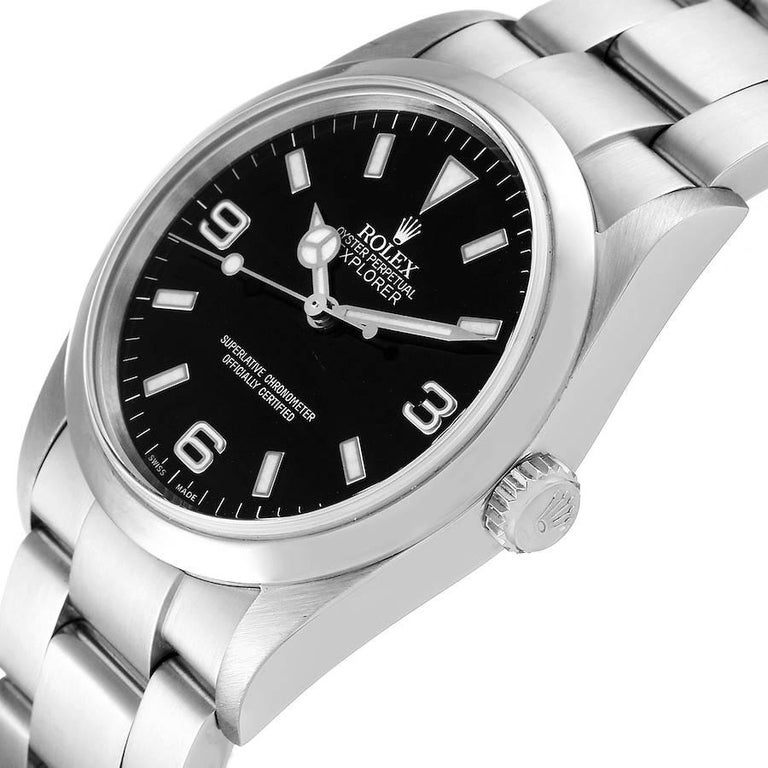 Rolex Explorer I Black Dial Stainless Steel Mens Watch 114270 Box ...