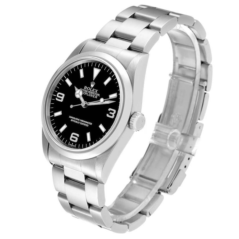 Rolex Explorer I Black Dial Stainless Steel Mens Watch 114270 at 1stDibs
