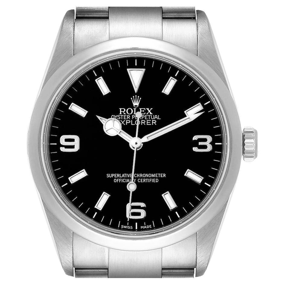 Rolex Explorer I Black Dial Stainless Steel Mens Watch 14270 For Sale ...