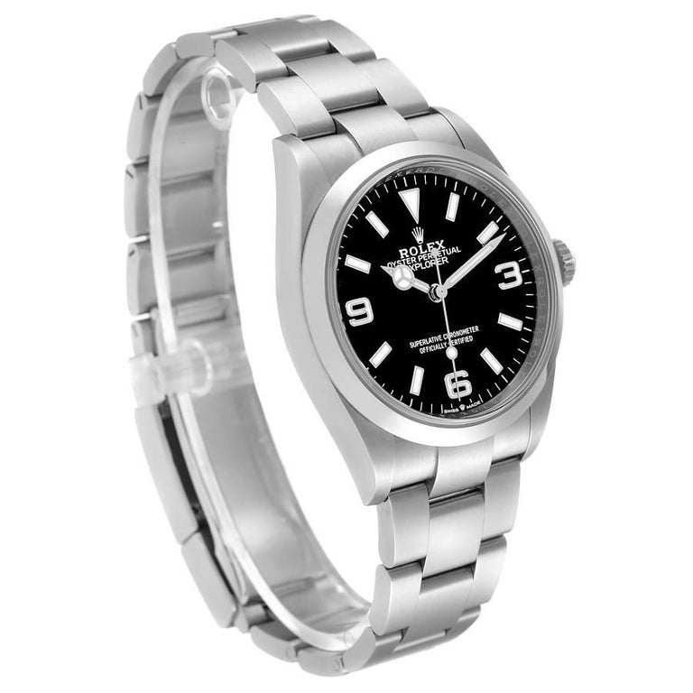 Rolex Explorer I Black Dial Stainless Steel Mens Watch 124270 Box Card ...