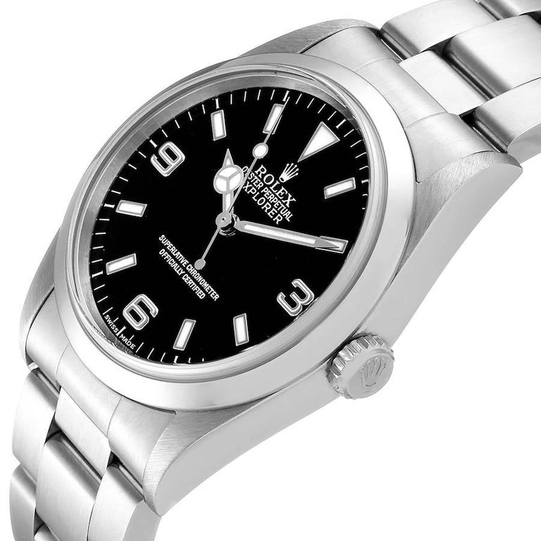 Rolex Explorer I Black Dial Stainless Steel Mens Watch 14270 For Sale ...