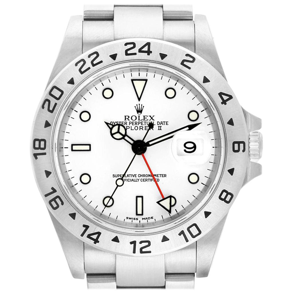 Rolex Explorer II White Dial Red Hand Men's Watch 16570 Box Papers For ...