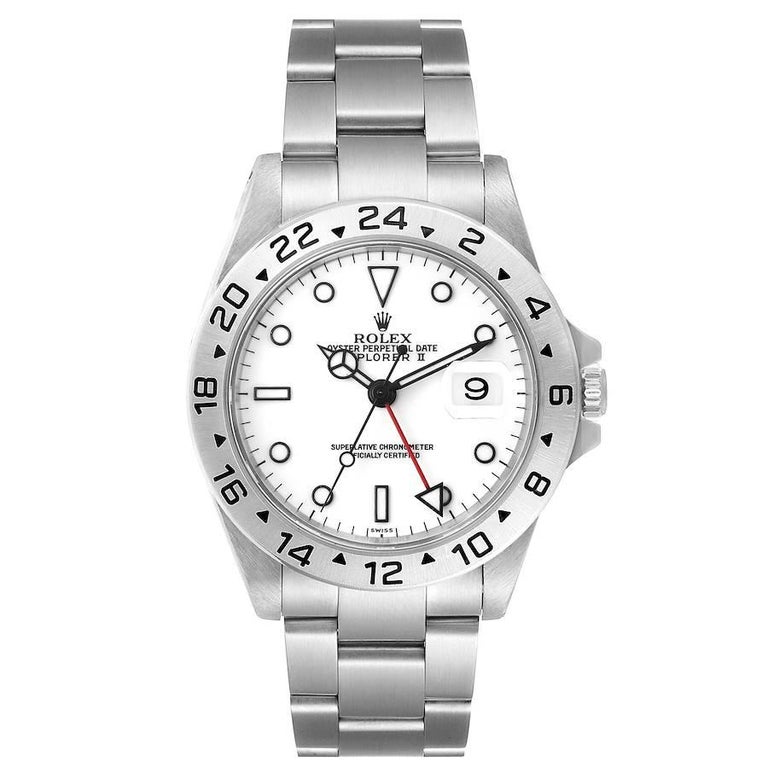 Rolex Explorer II White Dial Steel Mens Watch 16570 Box Papers at 1stDibs
