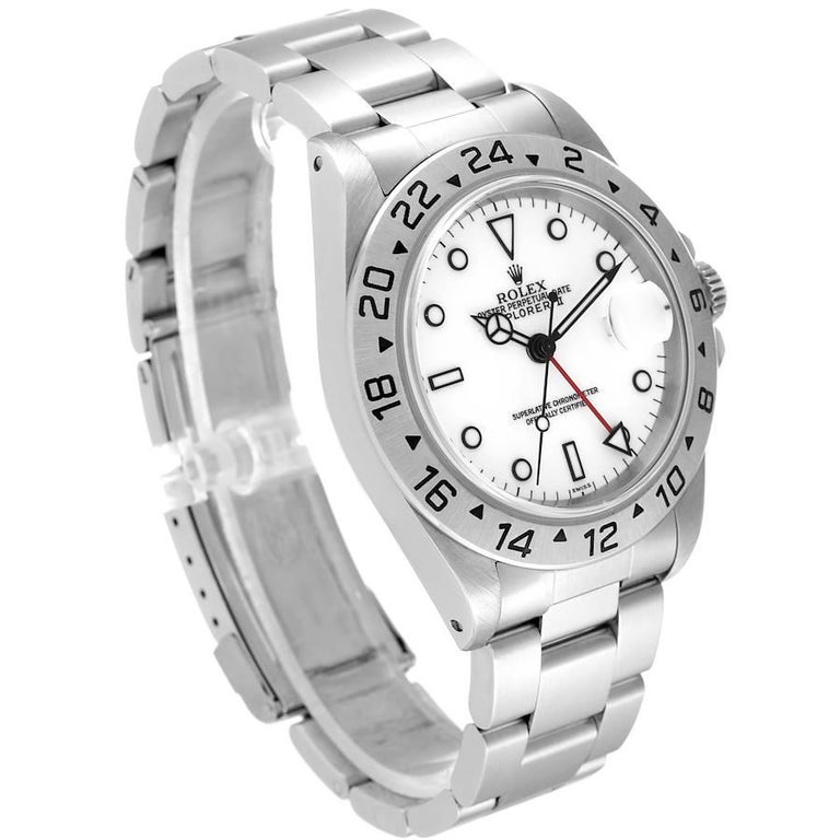 Rolex Explorer II White Dial Steel Mens Watch 16570 Box Papers at 1stDibs