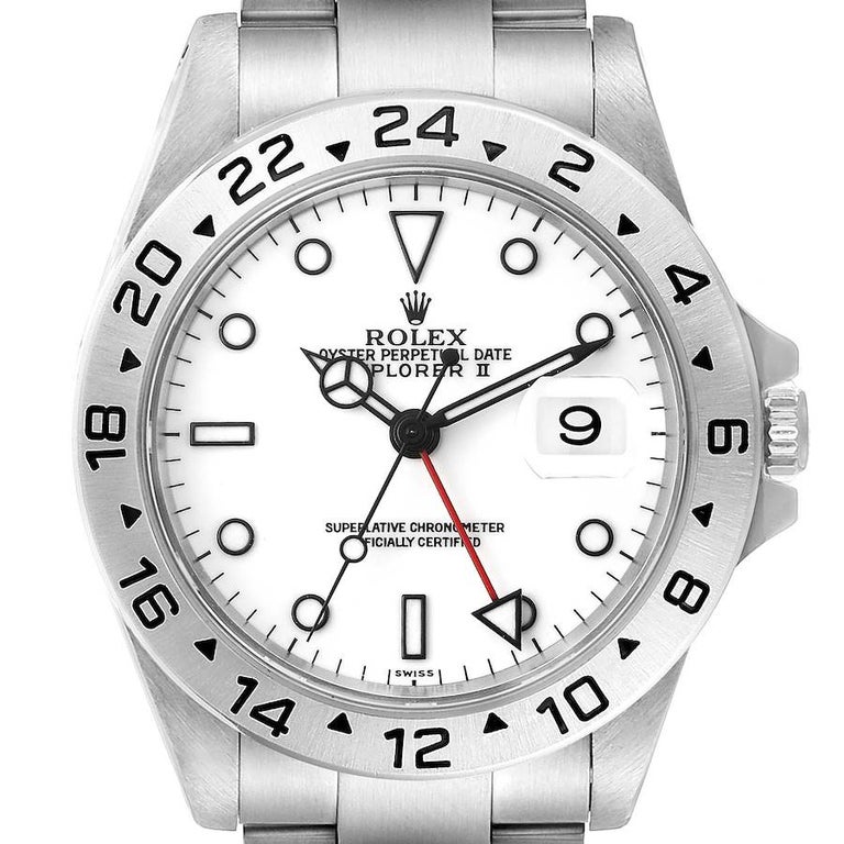 Rolex Explorer II White Dial Steel Mens Watch 16570 Box Papers at 1stDibs