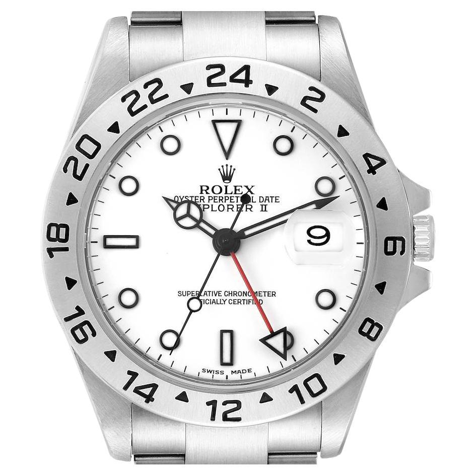 Rolex Explorer II White Dial Red Hand Steel Men’s Watch 16570 Box ...
